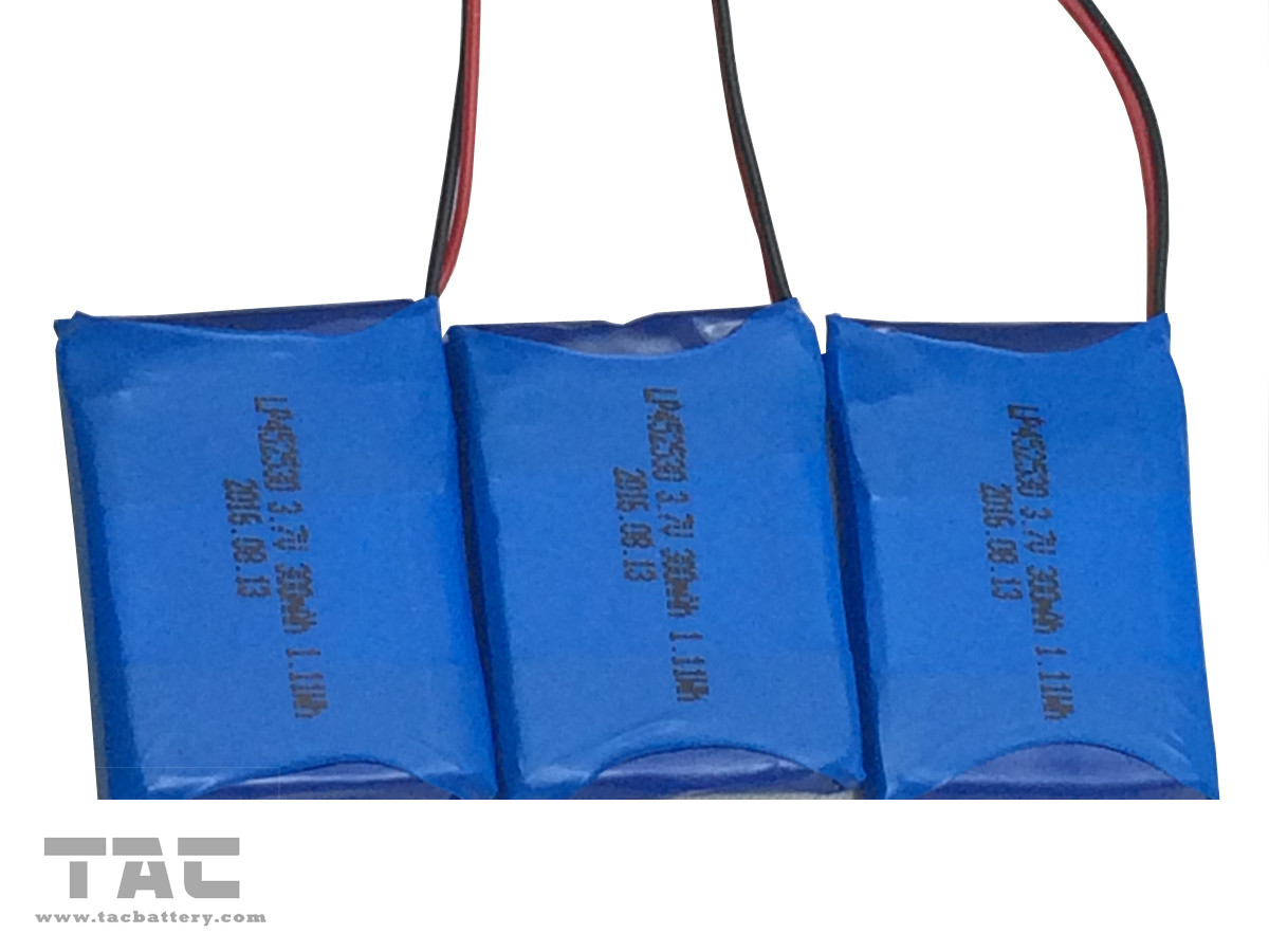 3.7V 300mAh Li - Polymer Rechargeable Battery 452530 PVC Packing For IOT