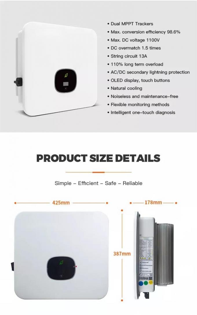 MOD 3~10KTL3-XH2 Solar Inverter Type II SPD On DC AC Side Dual MPP Trackers